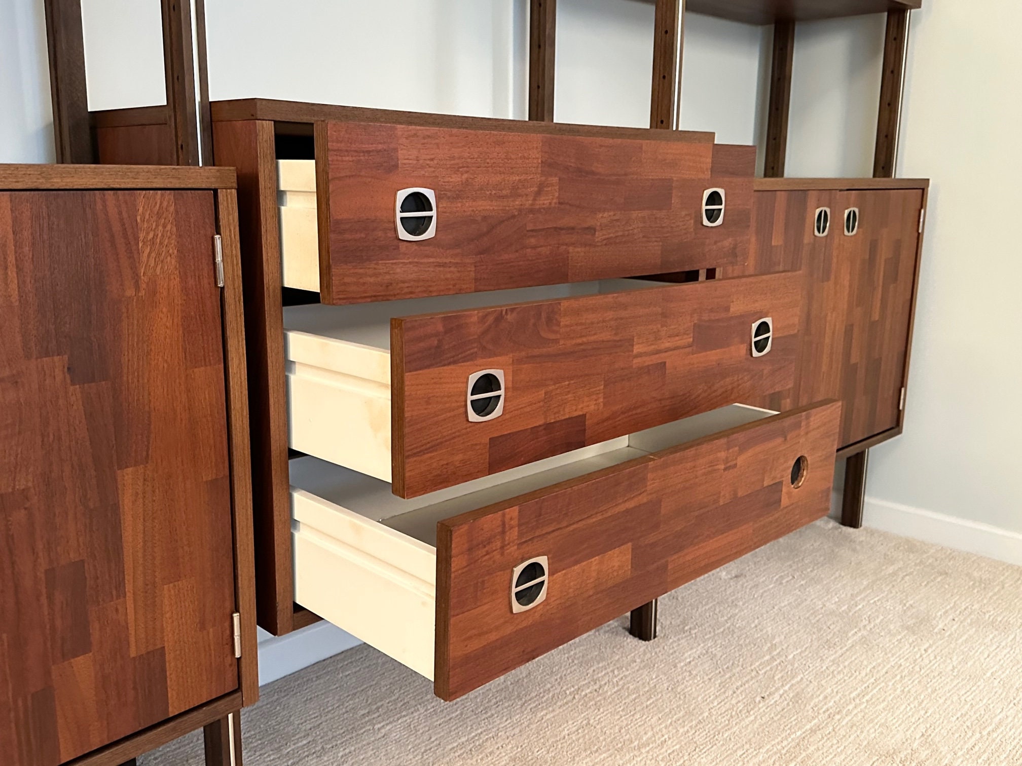 Mid Century Modern MCM Danish Styles Free Standing 3 Bay Wall Unit - Etsy