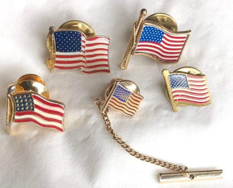 Vintage American Flag Pins Collection - Etsy