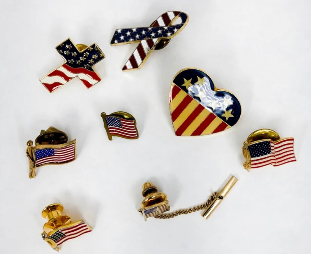 Vintage American Flag Pins Collection - Etsy