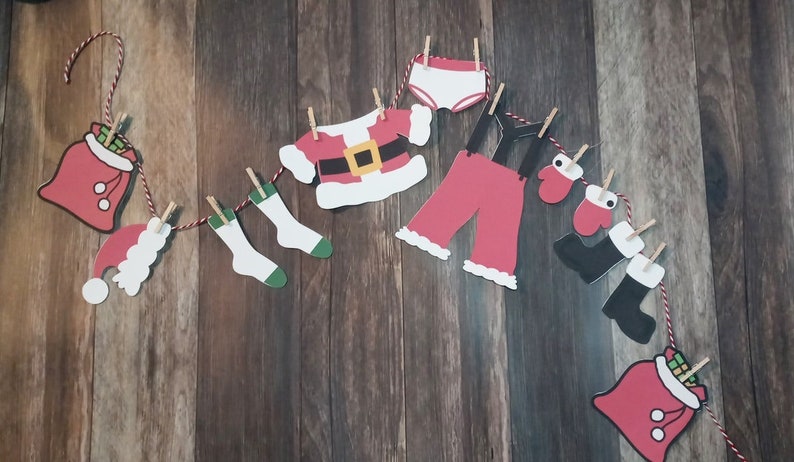 Elf Bunting / Clothes Line Garland / Christmas Banner / | Etsy