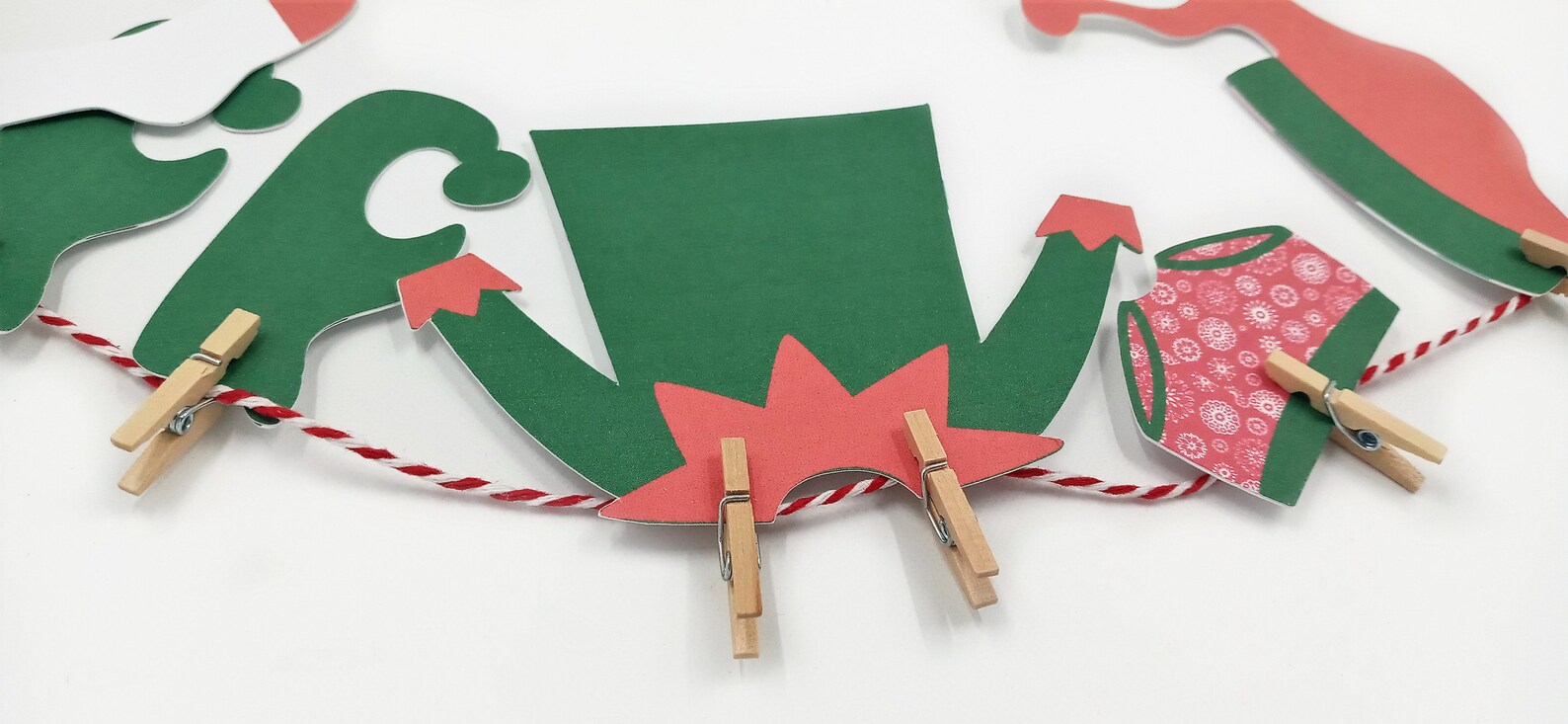 Elf Bunting / Clothes Line Garland / Christmas Banner / | Etsy