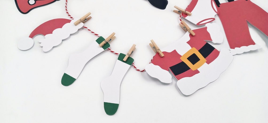 Elf Bunting / Clothes Line Garland / Christmas Banner / | Etsy