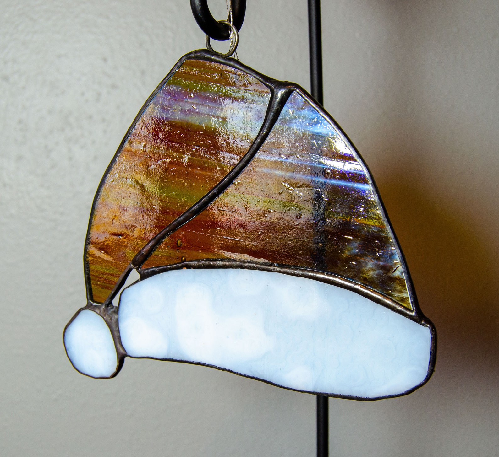 Handmade Stained Glass Santa Hat, Holiday Sun Catcher - Etsy