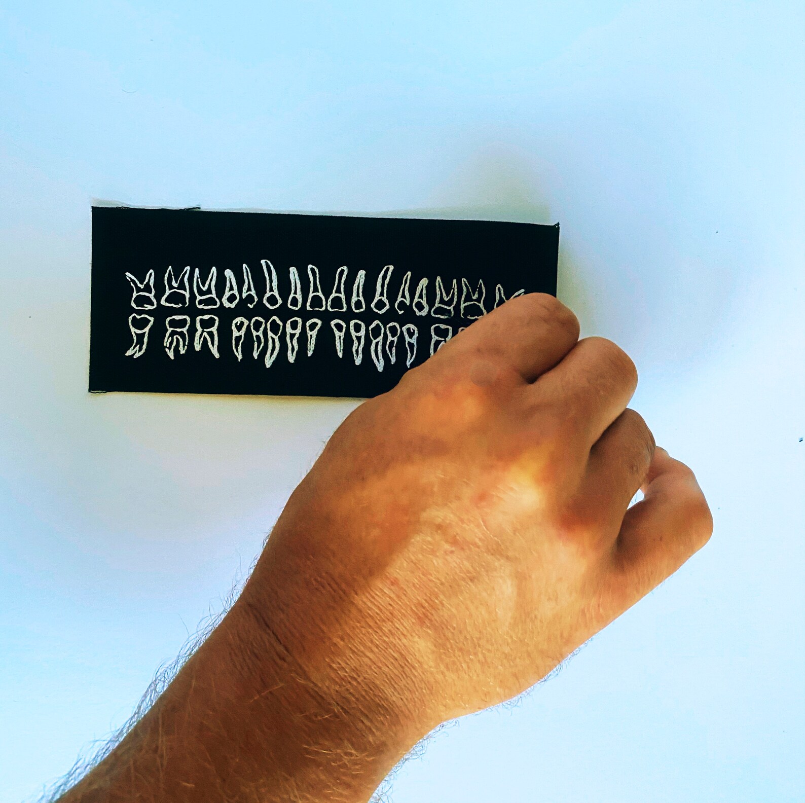 Teeth Patch Print on Black Cotton Canvas Occult Patch Jaw - Etsy