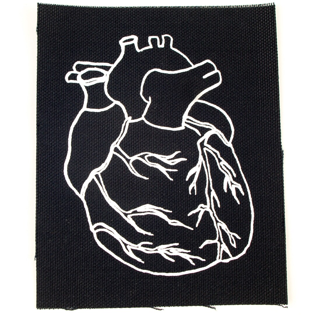 Anatomical Heart Patch - Print on Black Cotton Canvas - Etsy