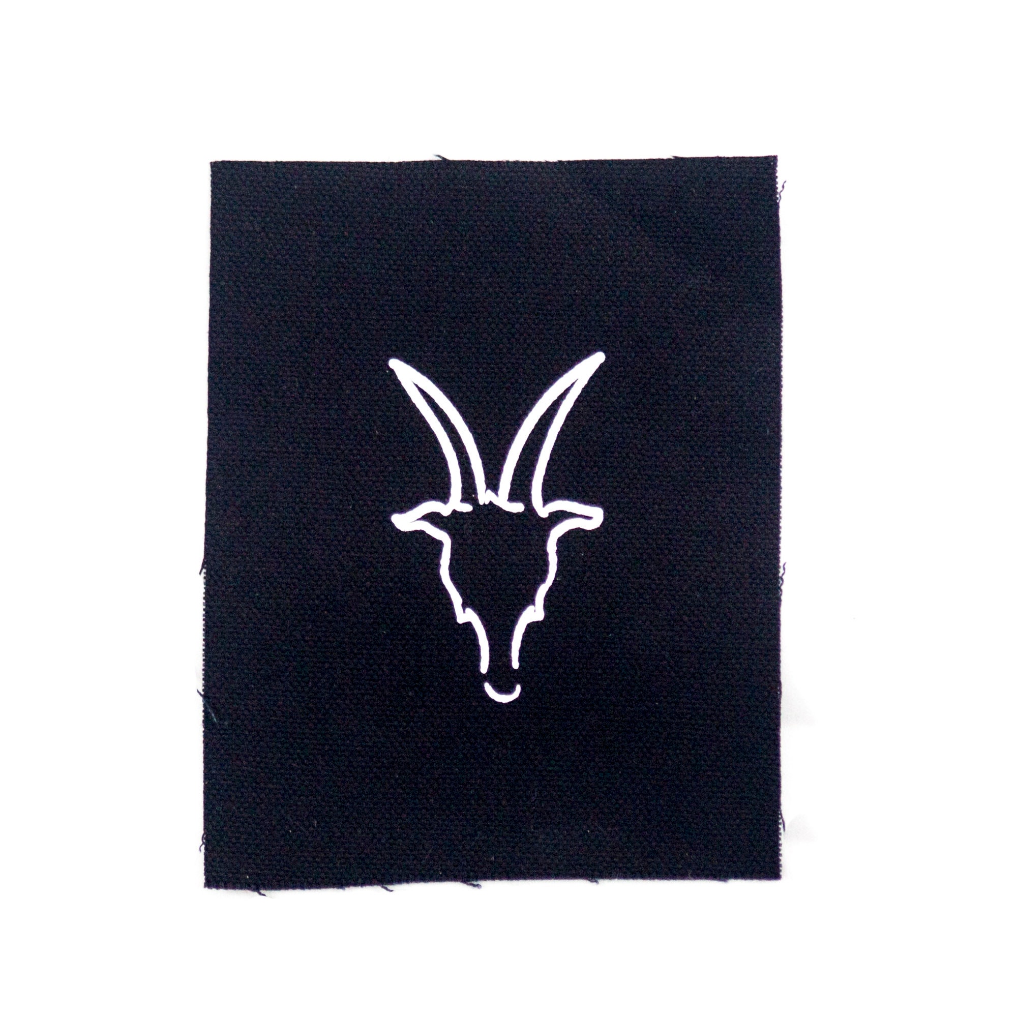 Goat Head Patch Print on Black Cotton Canvas | Etsy