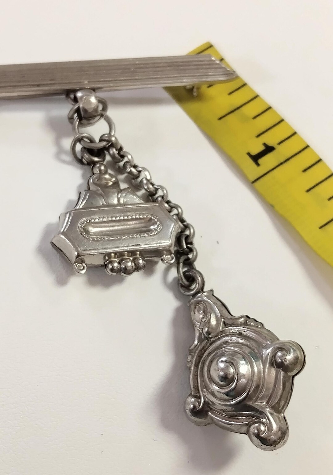 Vintage Bar Pin Silvertone Unsigned With Charms - Etsy