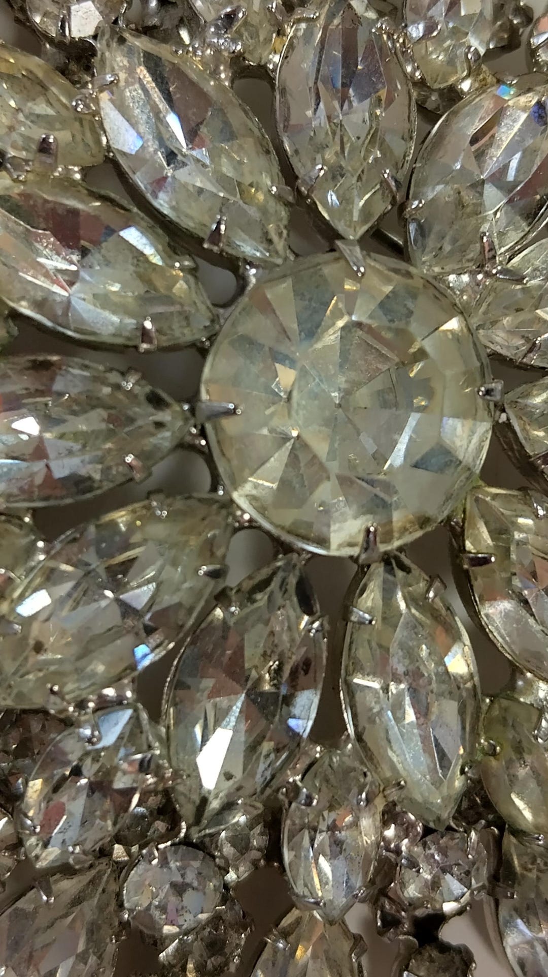 Vintage Rhinestone Large Brooch Pin Unsigned - Etsy