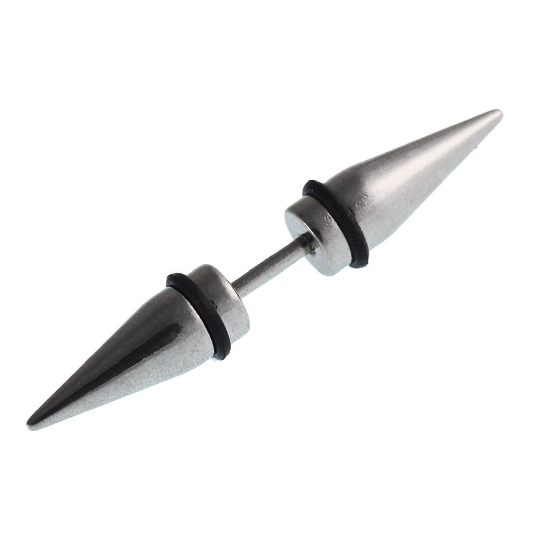 Stainless Steel Silver Two Cone Tips Fake Expander Straight - Etsy