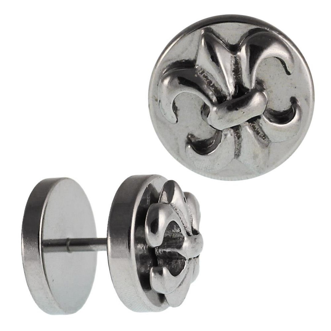 Fake Piercing Stainless Steel Round Plates Sword Lily Screw - Etsy