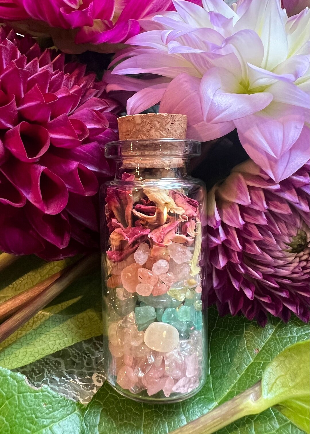 Crystal & Herb Spell Jar for Feminine Energy ~ Set Your Own Intention ...