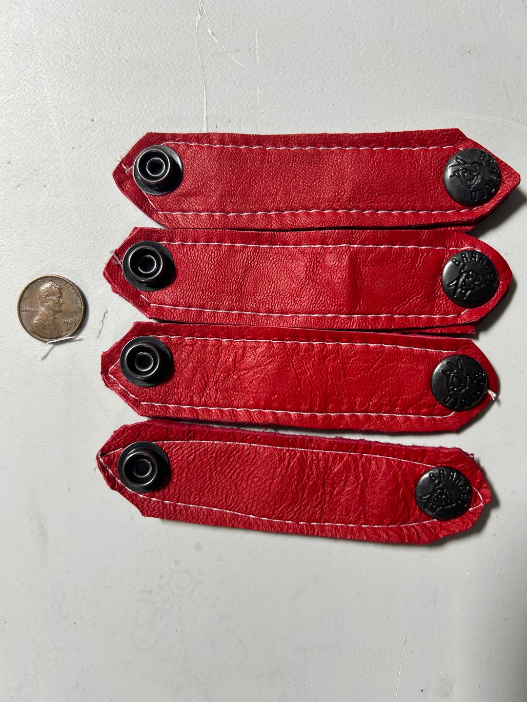 Red Leather Vest Extenders 1" Wide, 4"snap to Snap - Etsy