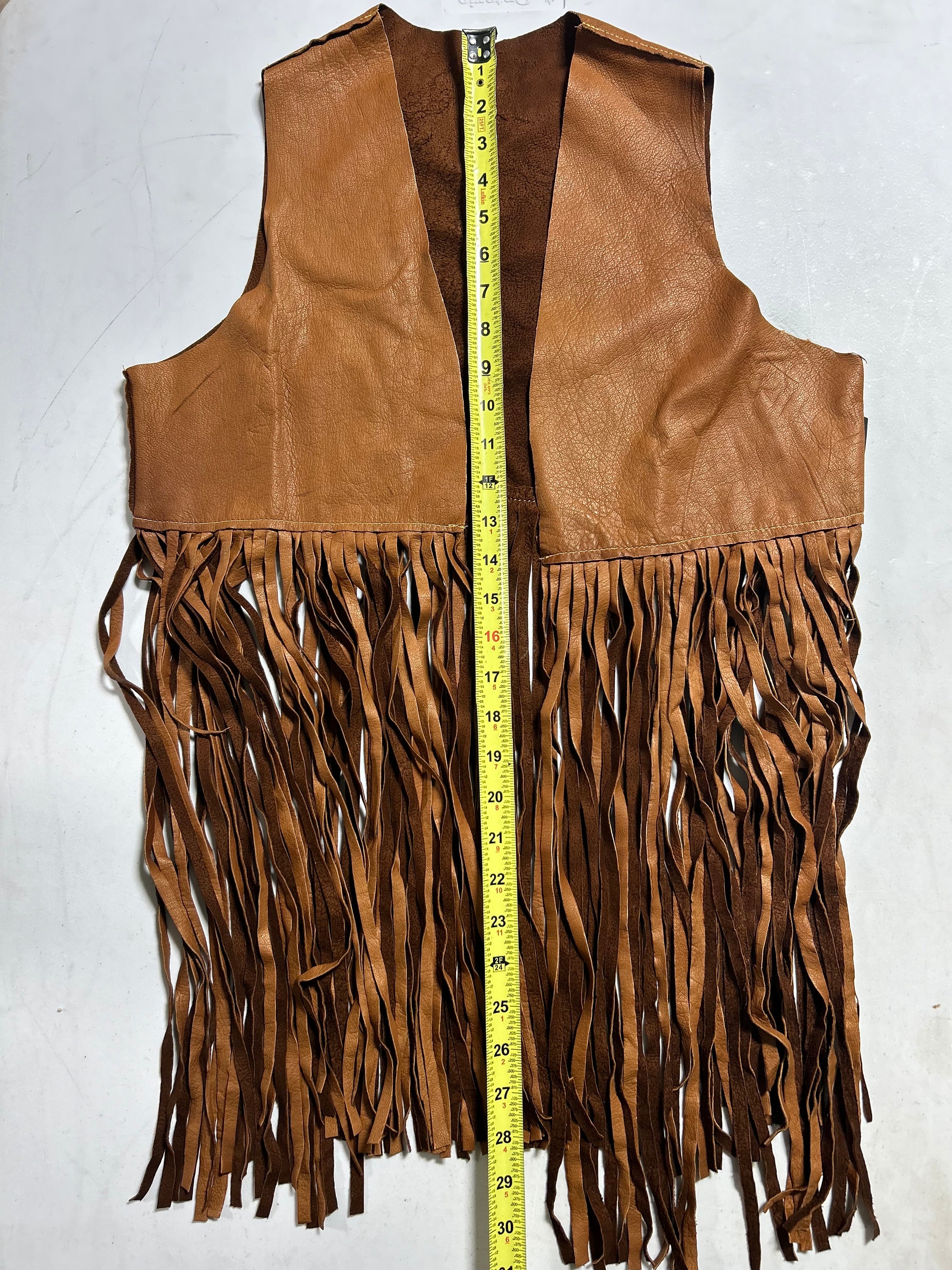 Light Brown Leather Fringe Vest Reversible New - Etsy