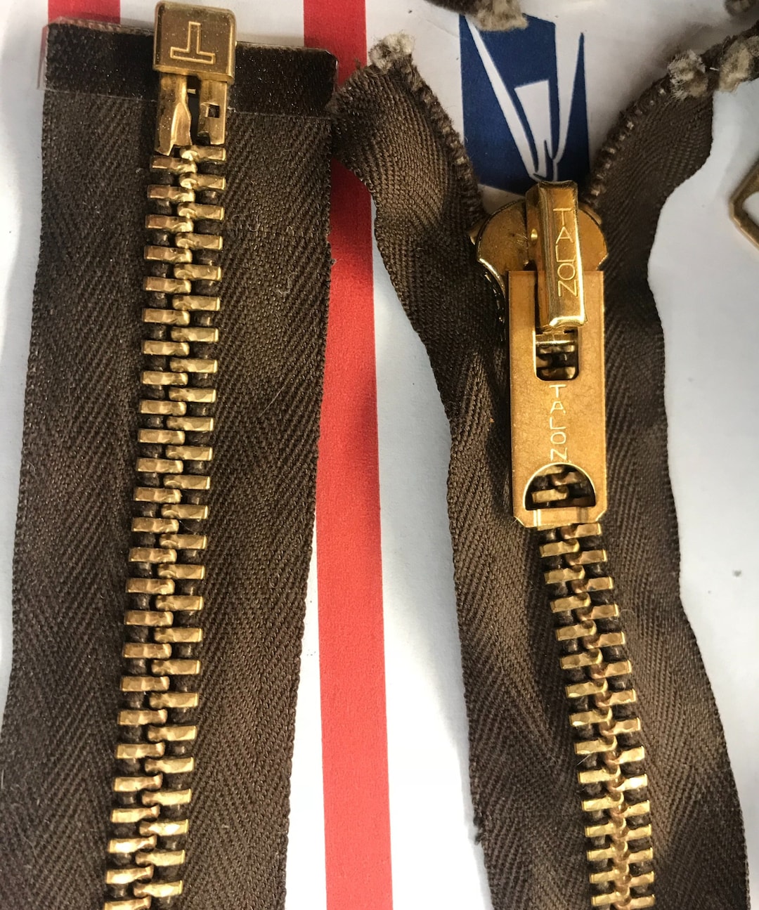 Talon Zipper 20” Brass Front Separator With Brown Tape - Etsy