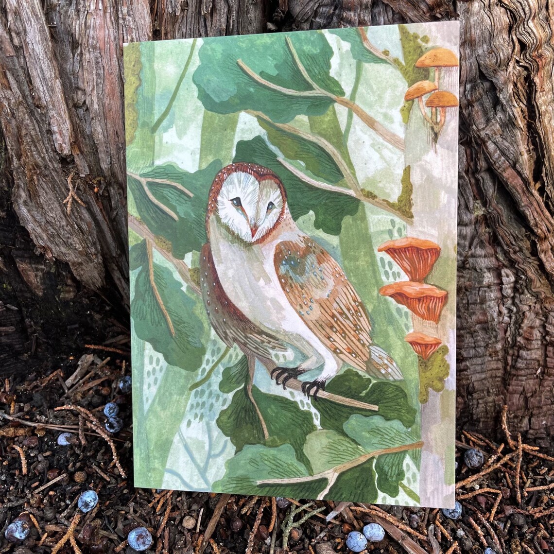 Forest Barn Owl Card | Birthday Card, Woodland Animal Cards, Whimsical ...