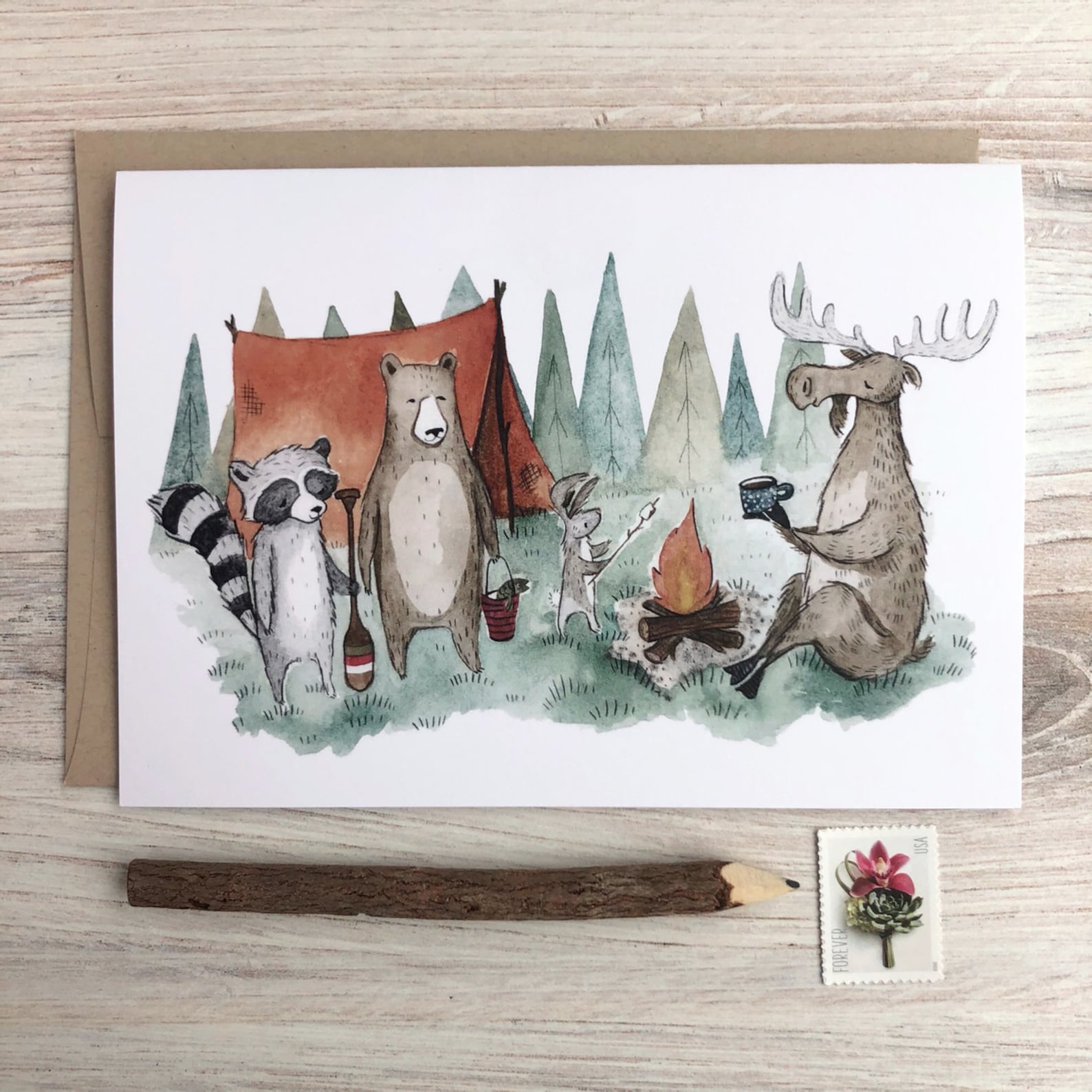 Gathering Friends Card Outdoors Cards Woodland Cards - Etsy