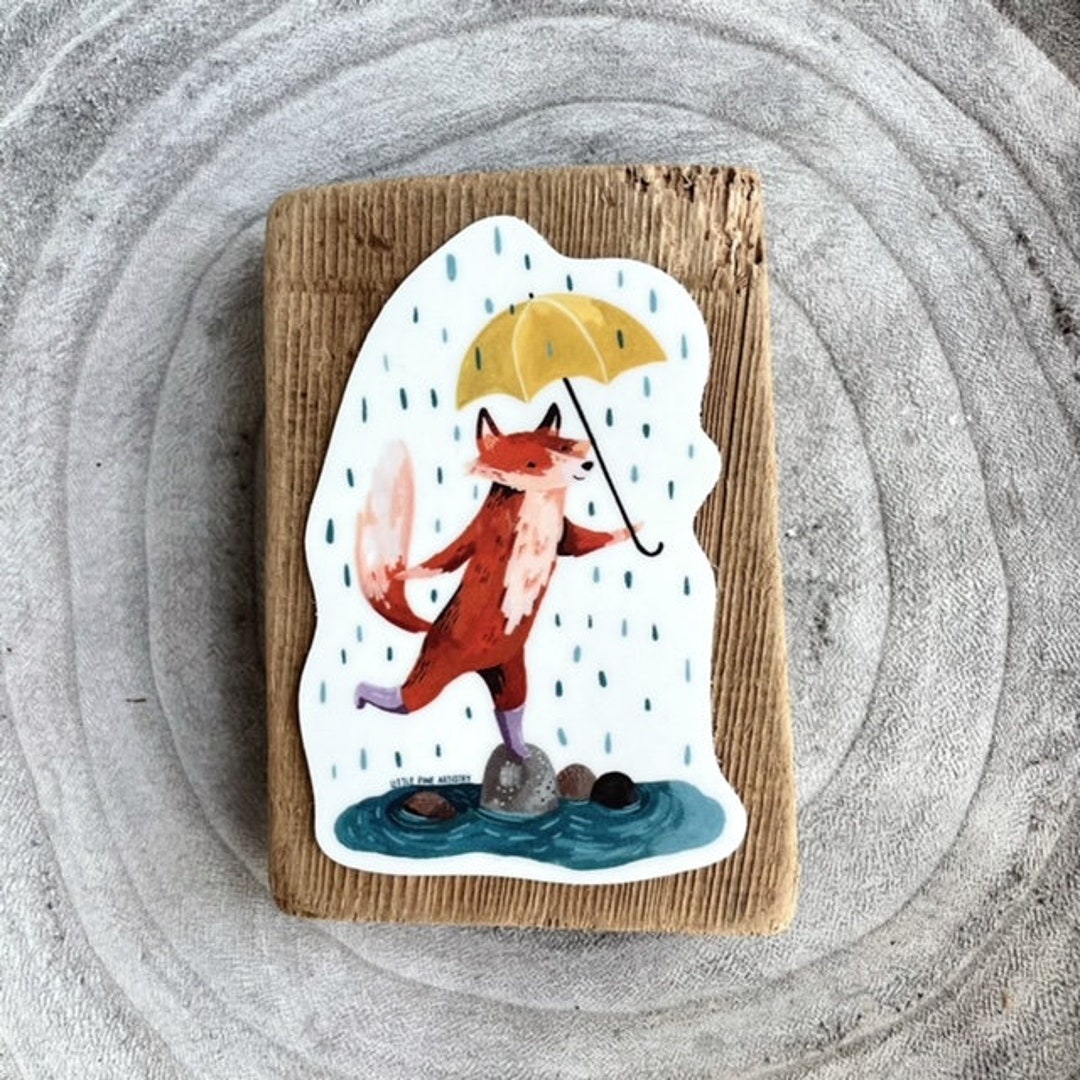 Rainy Day Fox Sticker Premium Die Cut Vinyl Stickers for - Etsy
