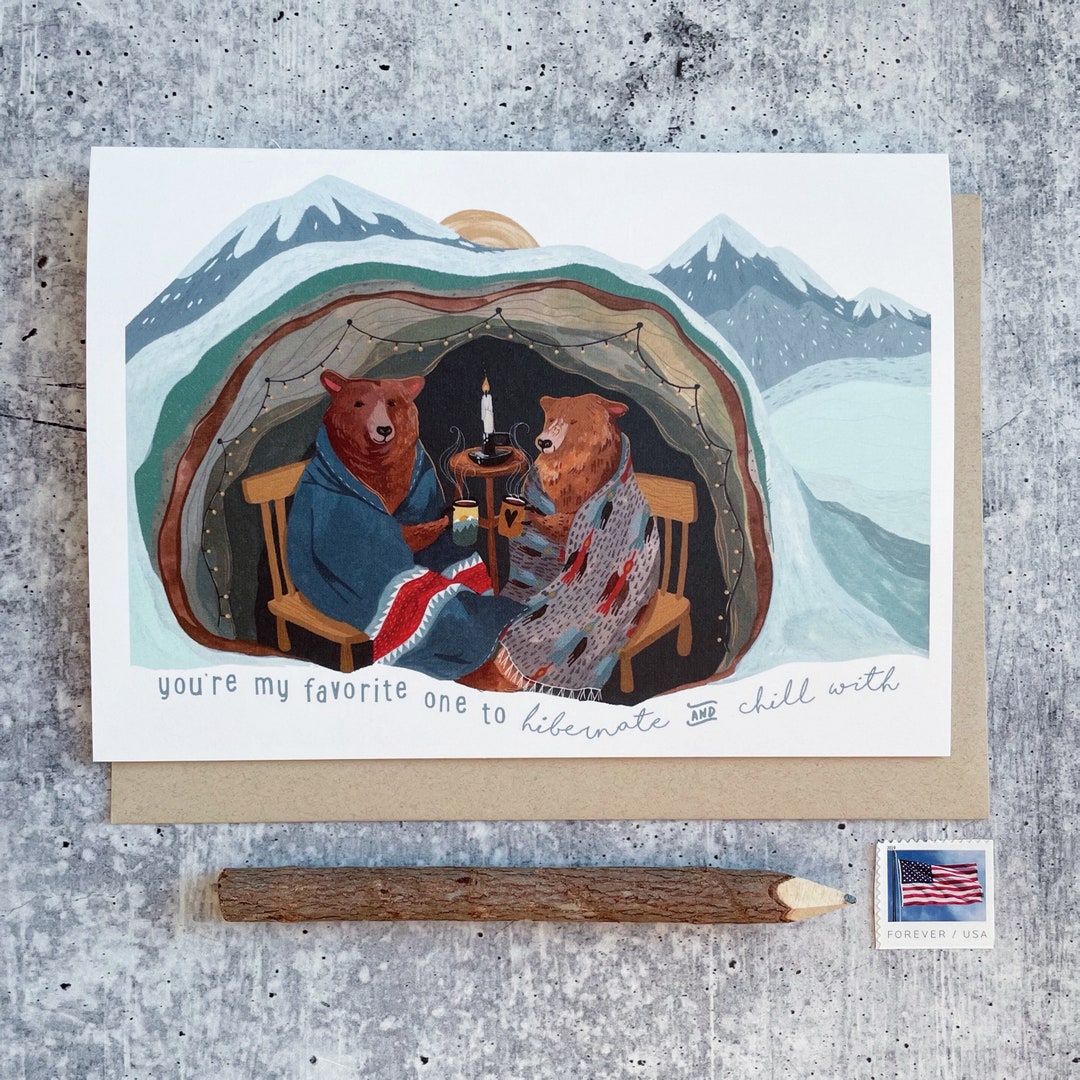 Hibernate & Chill Card L Love Card | Quarantine Cards | Cute Cards ...