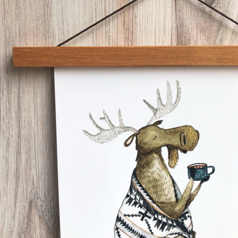 Cozy Moose Print | Watercolor Art Print | Woodland Wall Art | Woodland ...
