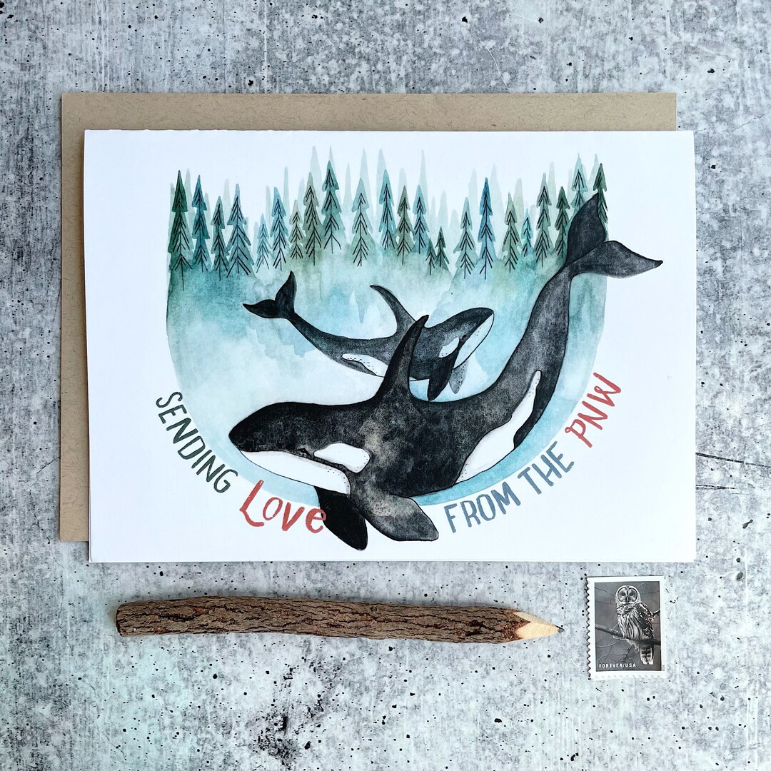 PNW Orcas Card | Outdoor Cards, Puget Sound Cards, Rainbow Cards ...