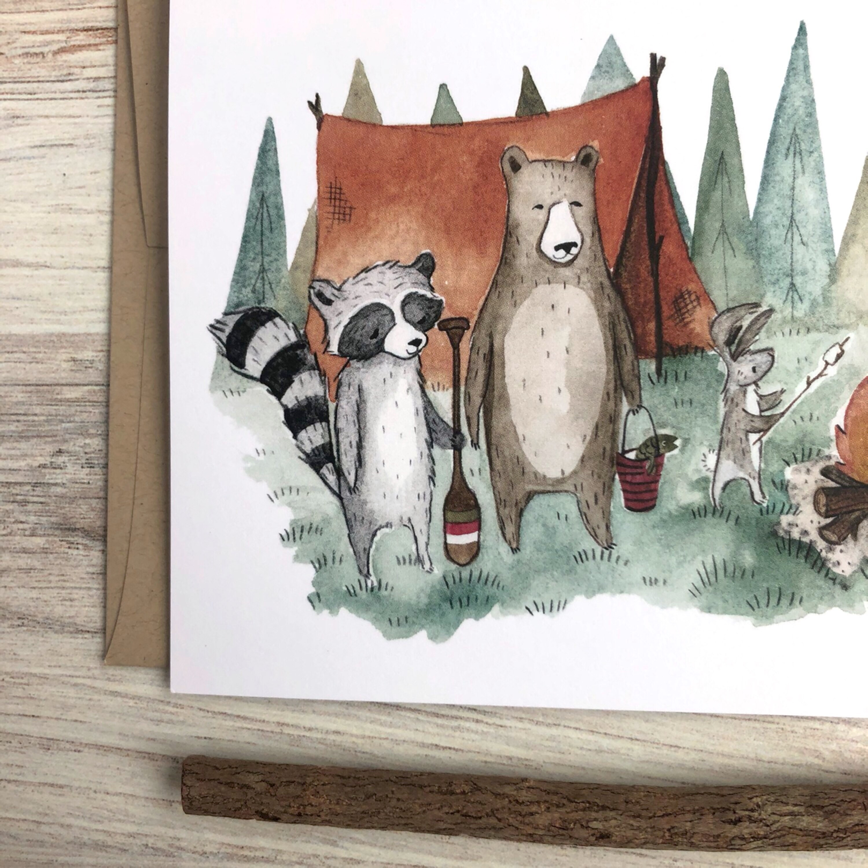 Gathering Friends Card Outdoors Cards Woodland Cards - Etsy