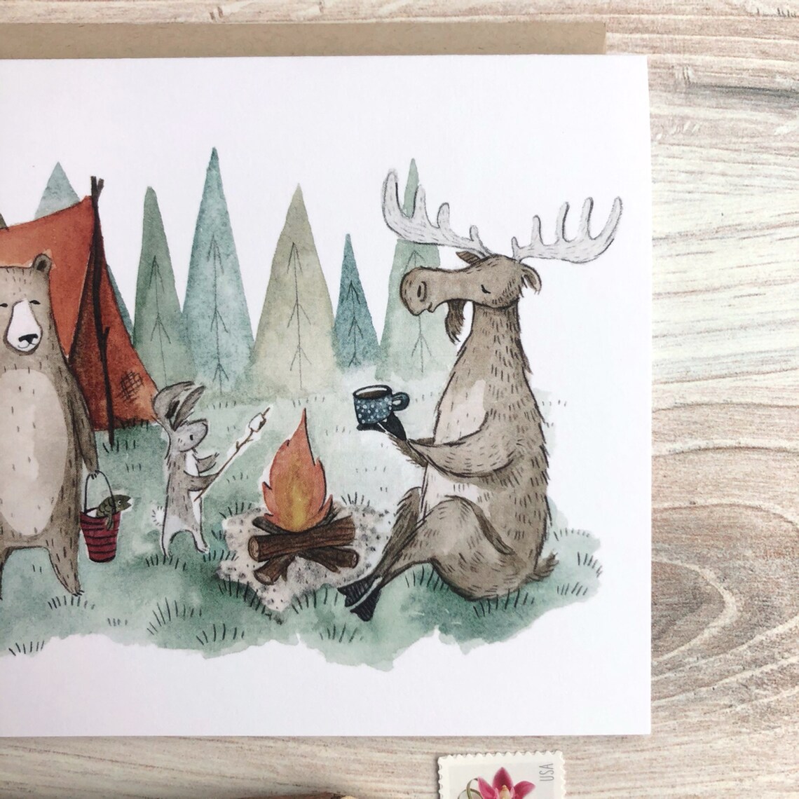 Gathering Friends Card | Outdoors Cards, Woodland Cards, Animal Cards ...