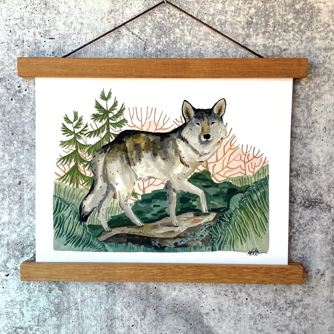 Grey Wolf Art Print | Watercolor Art Print | Woodland Wall Art ...