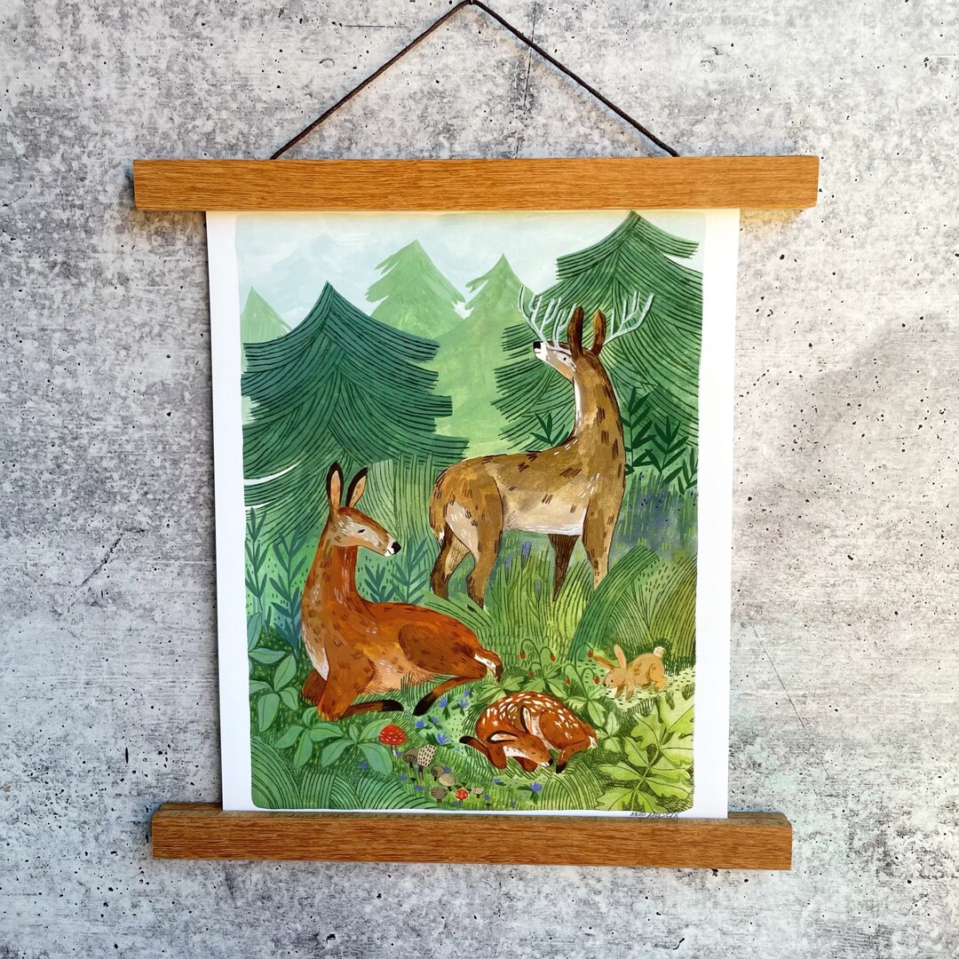 Hello Deer Print | Watercolor Art Print | Woodland Wall Art | Woodland ...