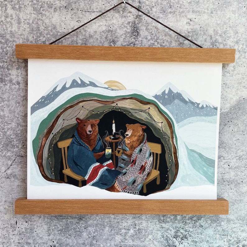 Hibernate and Chill Print Watercolor Art Print Woodland - Etsy