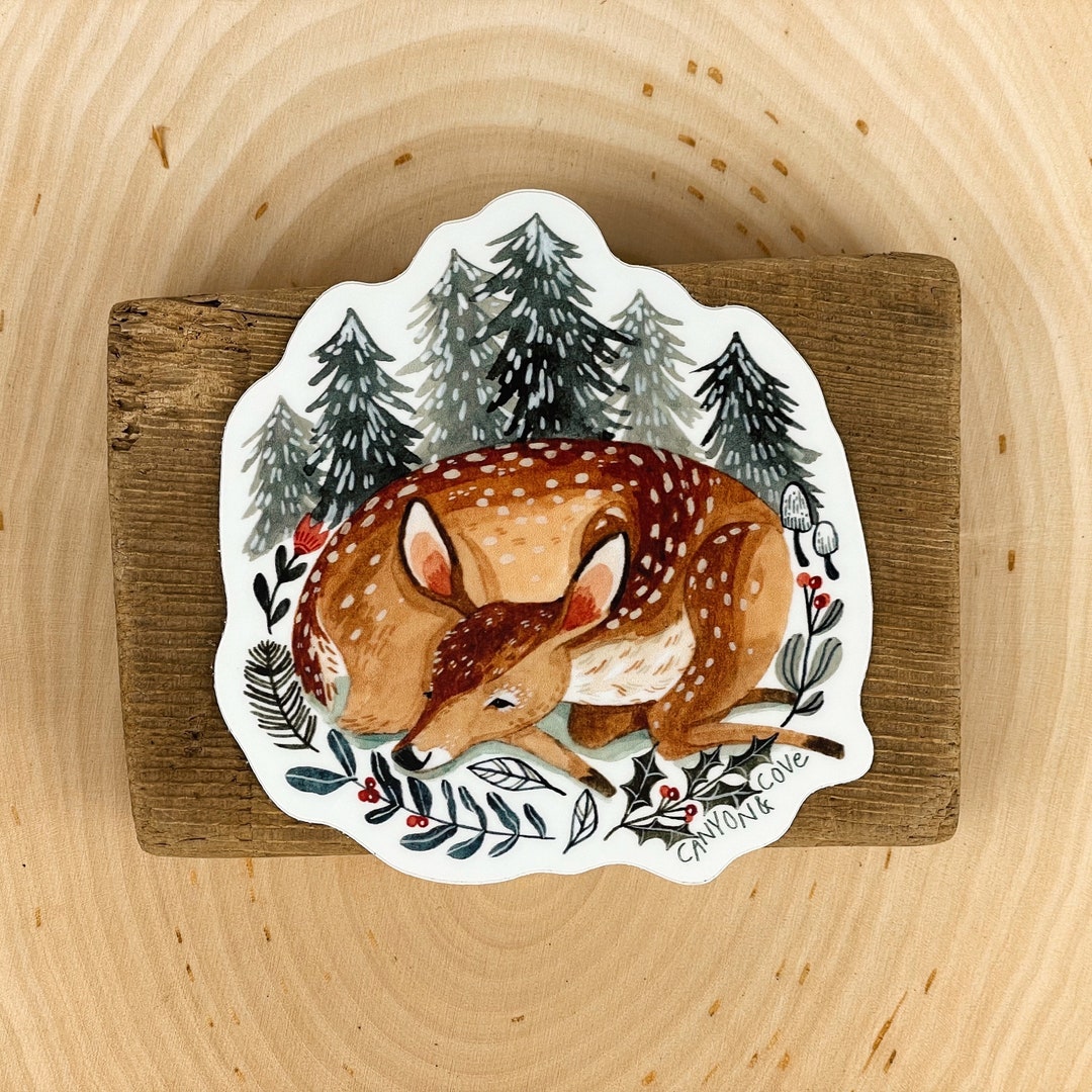 Winter Fawn Sticker | Premium Die Cut Vinyl Stickers | for Laptops ...