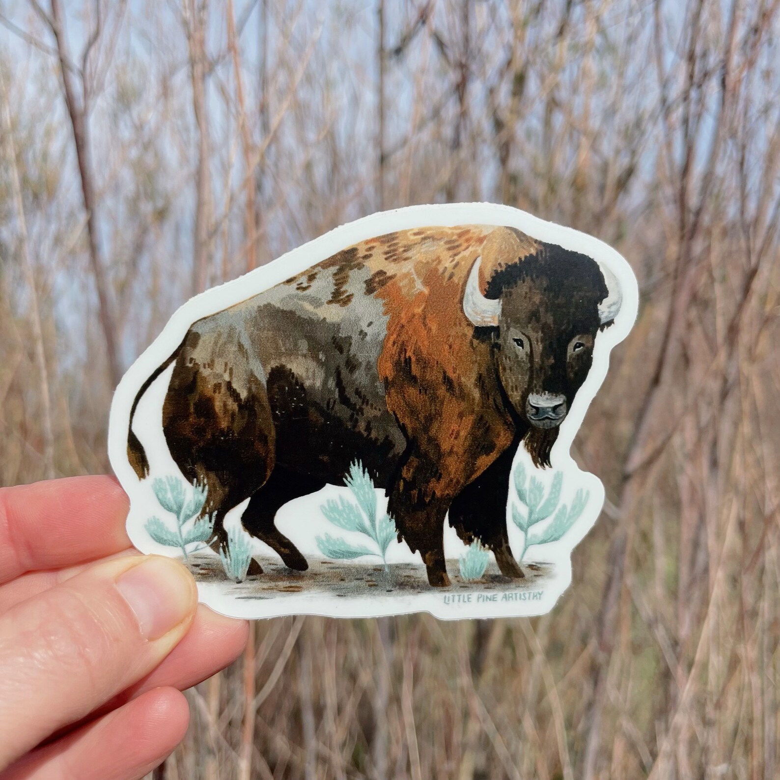 Sagebrush Bison Sticker | Premium Die Cut Vinyl Stickers | for Laptops ...