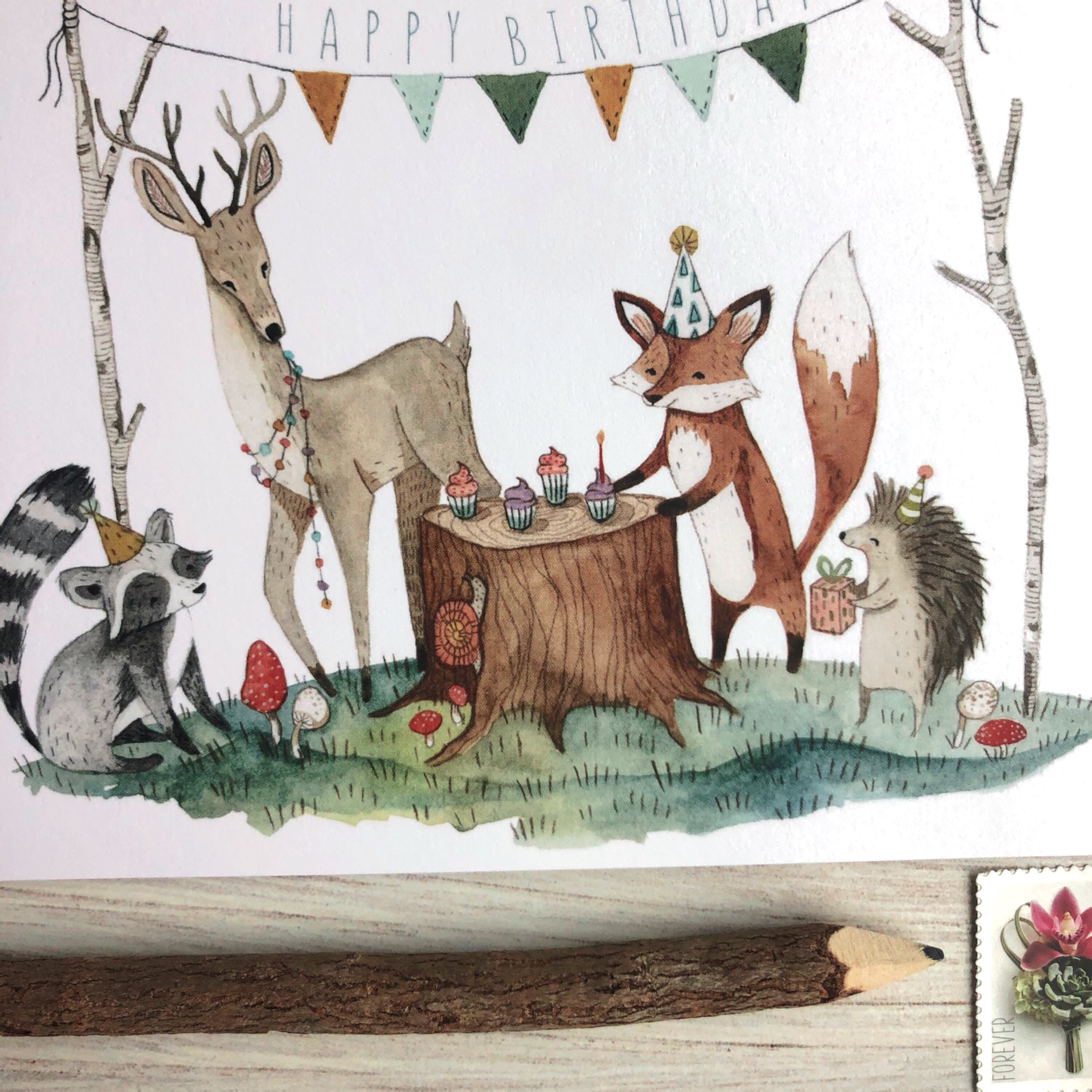 Woodland Birthday Card Happy Birthday Cards Outdoor Cards - Etsy