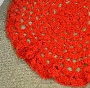 Cotton Red Rug Handknit Rug Round Rug Romantic Style Doily - Etsy