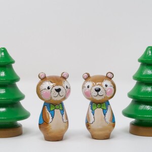 Bramble Bear, Wooden Bear Toy, Peg Doll Bear Toy, Hand-painted Bear ...