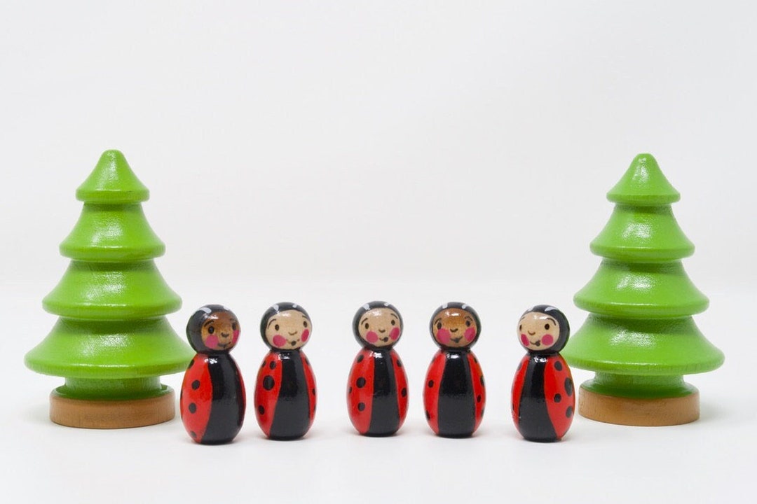 Baby Ladybug single Figure Ladybug Peg Doll, Bug Toy, Hand Painted ...