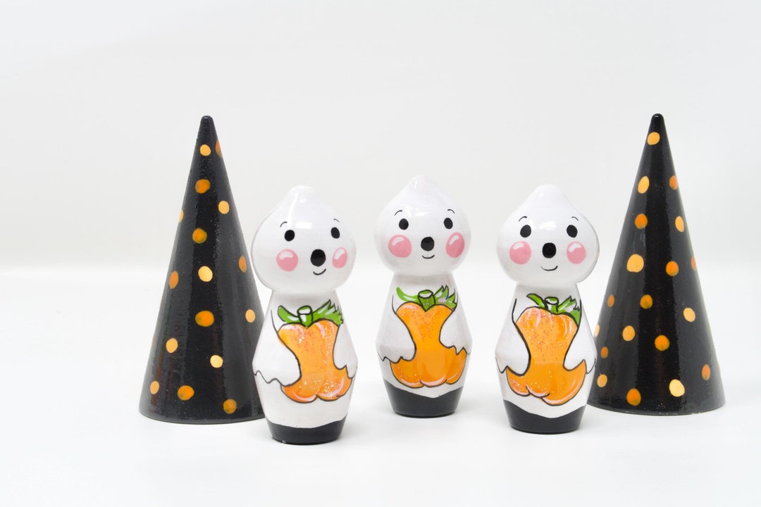 Pumpkin Ghostie, Wooden Ghost Toy, Halloween Toy, Halloween Ghost ...