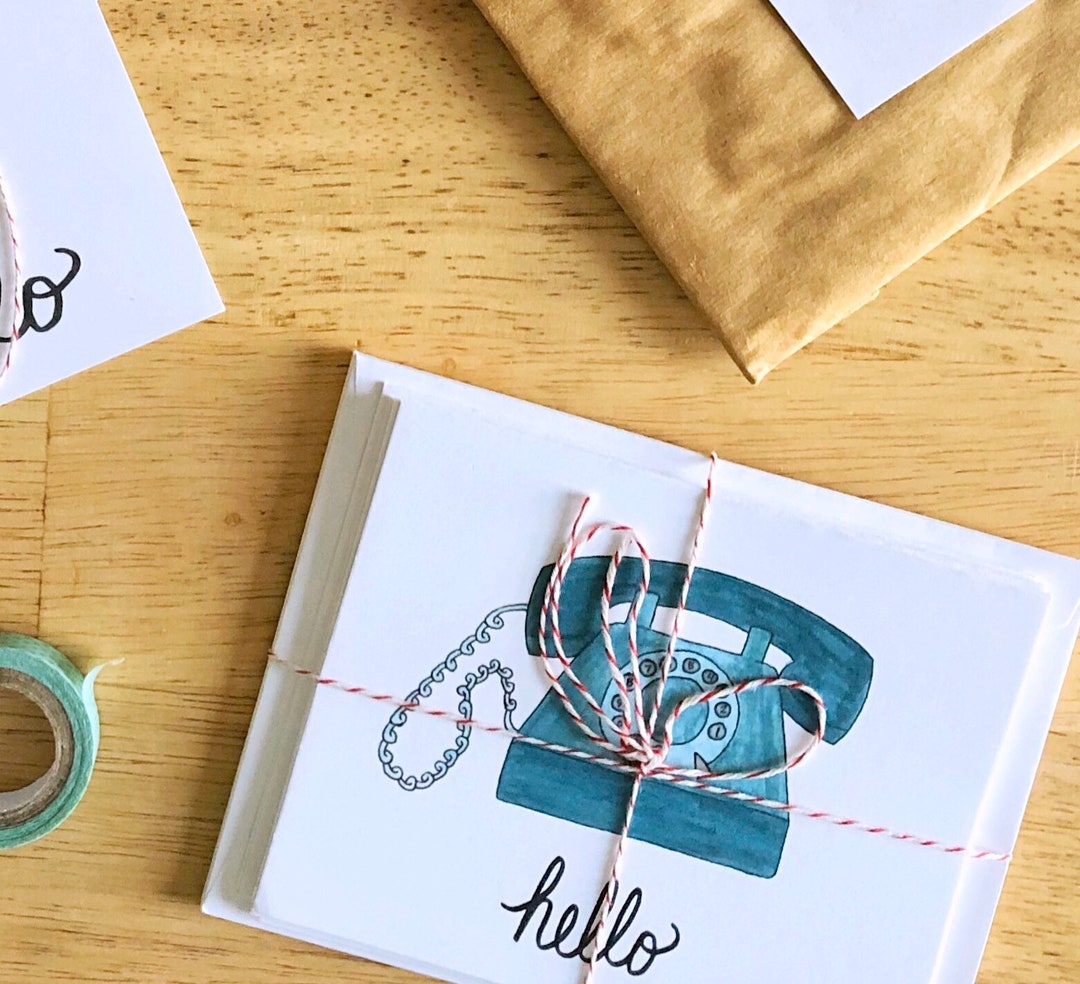 Vintage Rotary Phone Blank Notecards Set of 6 - Etsy