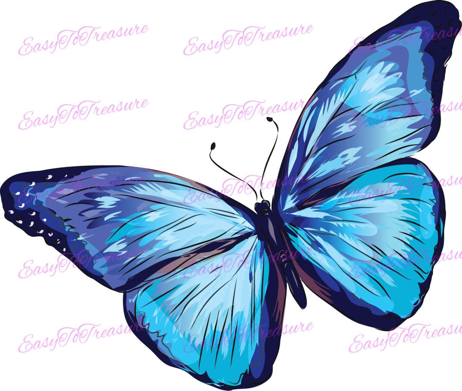 Buy Digital Download Clipart Baby Blue and Dark Blue Butterfly JPEG and ...