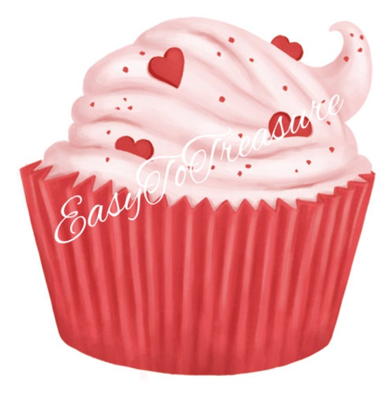 Digital Graphics Valentines Day Cupcake Clipart Commercial & Personal ...