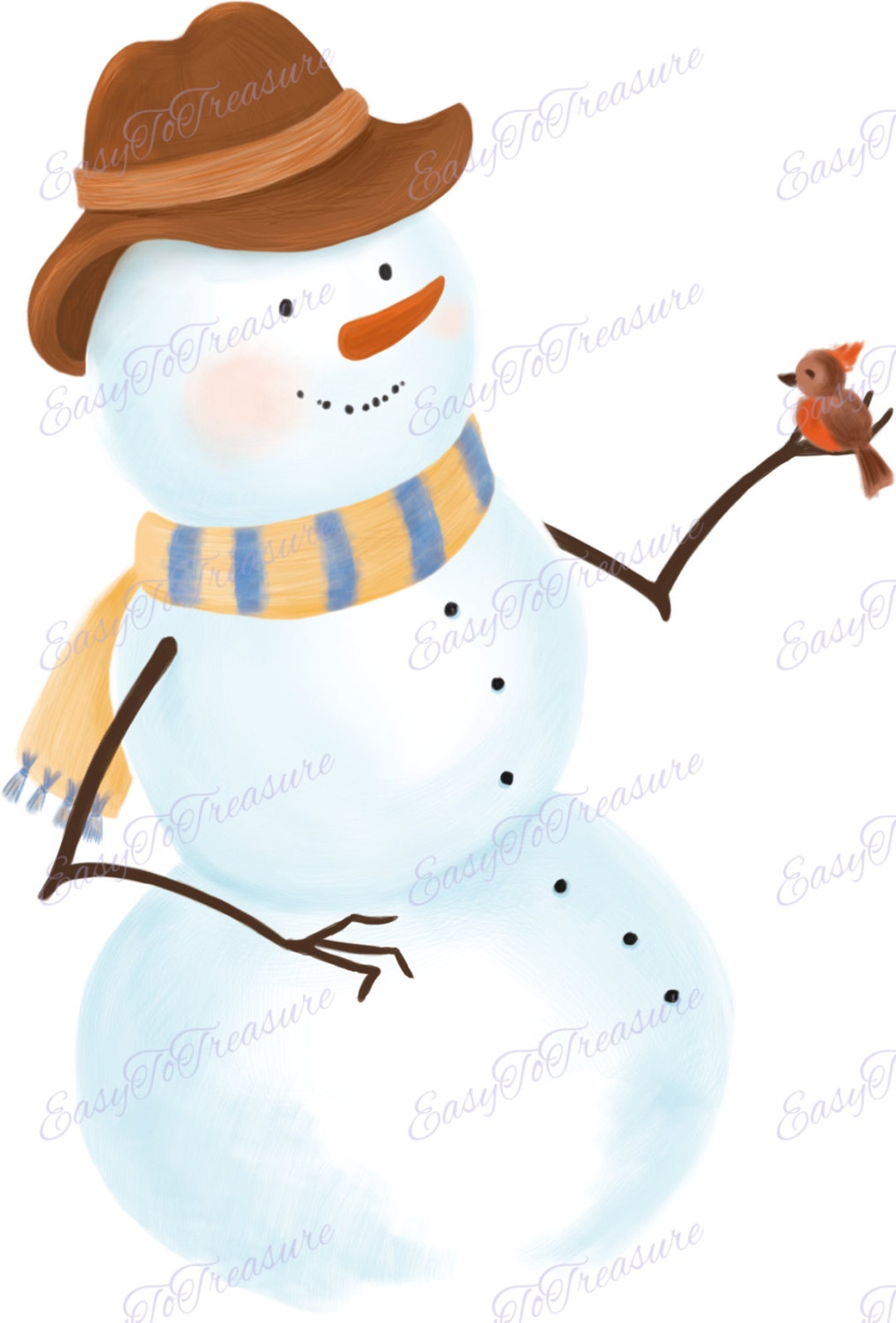 Digital Download Clipart – Snowman With Red Bird JPEG and PNG Files - Etsy