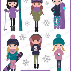 Digital Download Clipart – Variety of 7 Winter Girls Clipart #2 JPEG ...