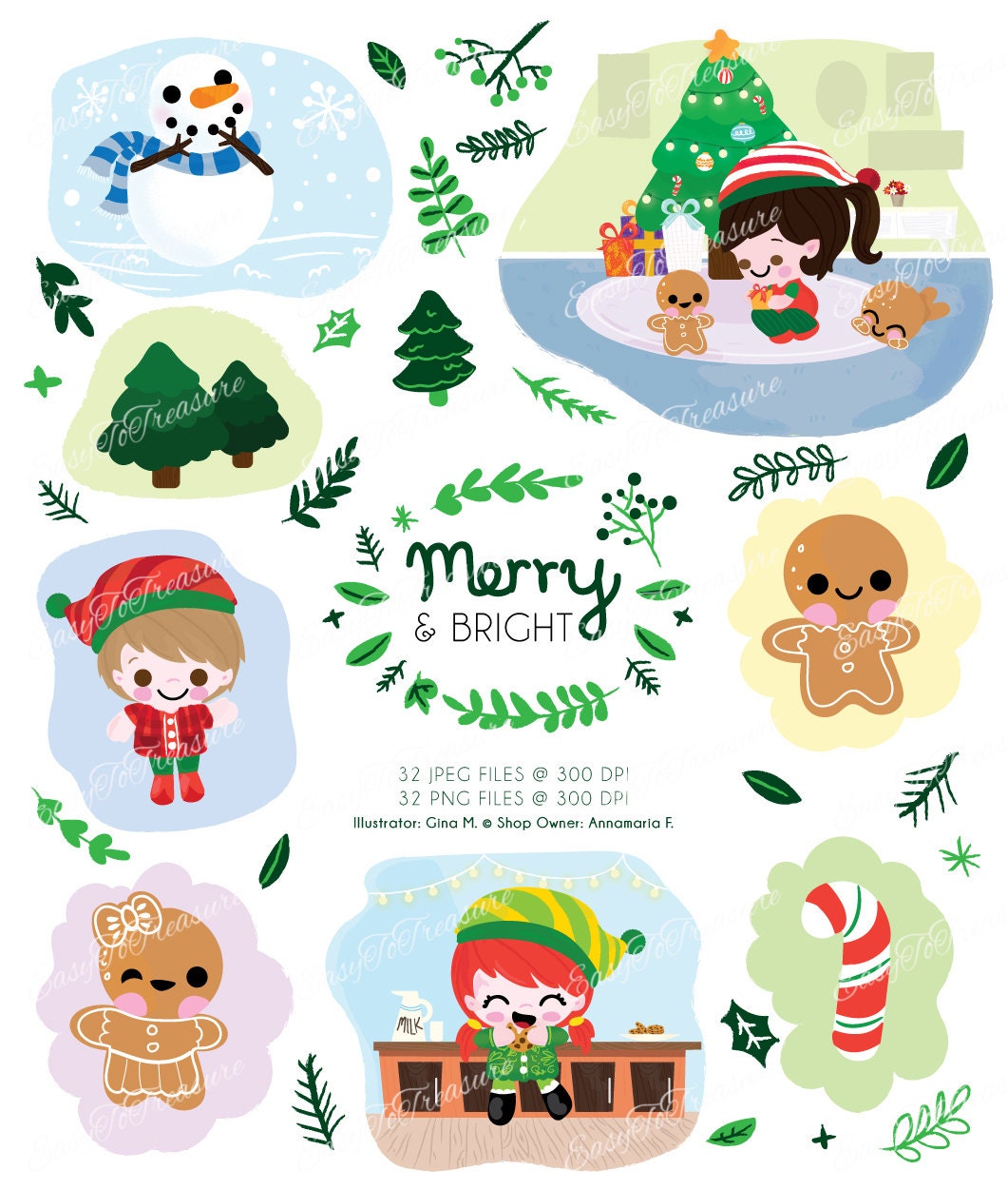 Digital Download Clipart Variety of 32 Christmas Holiday Winter JPEG ...