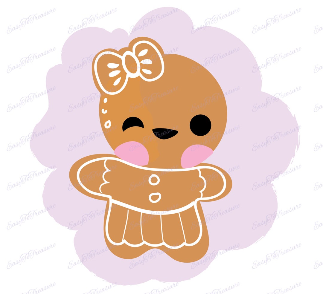 Digital Download Clipart - Christmas Gingerbread Girl With Bow JPEG and ...
