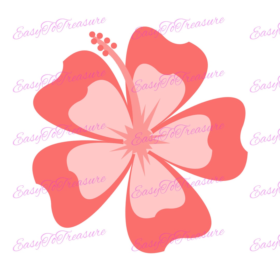 Digital Download Clipart – Pink Hibiscus Flower 2 Hawaiian Luau JPEG ...