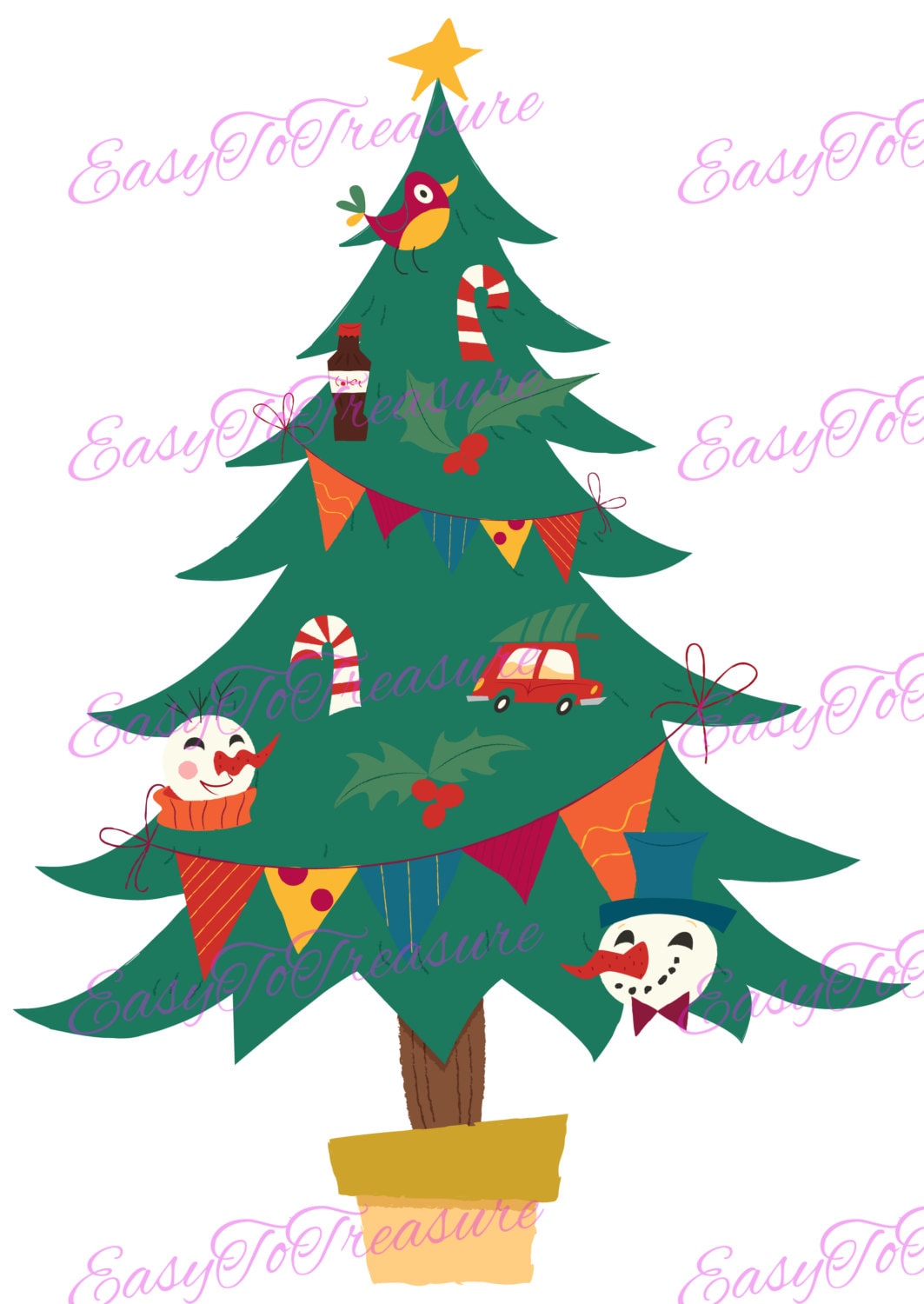 Digital Download Clipart Christmas Tree Decorated 3 Clipart - Etsy