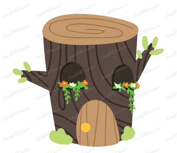 Digital Download Clipart Tree Trunk House JPEG and PNG Files | Etsy