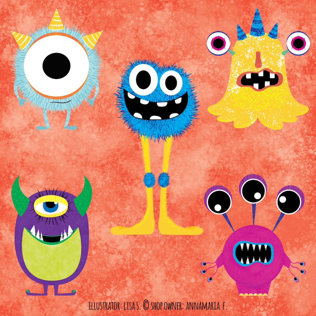 Digital Download Clip Art--little Cute Monsters! - Etsy
