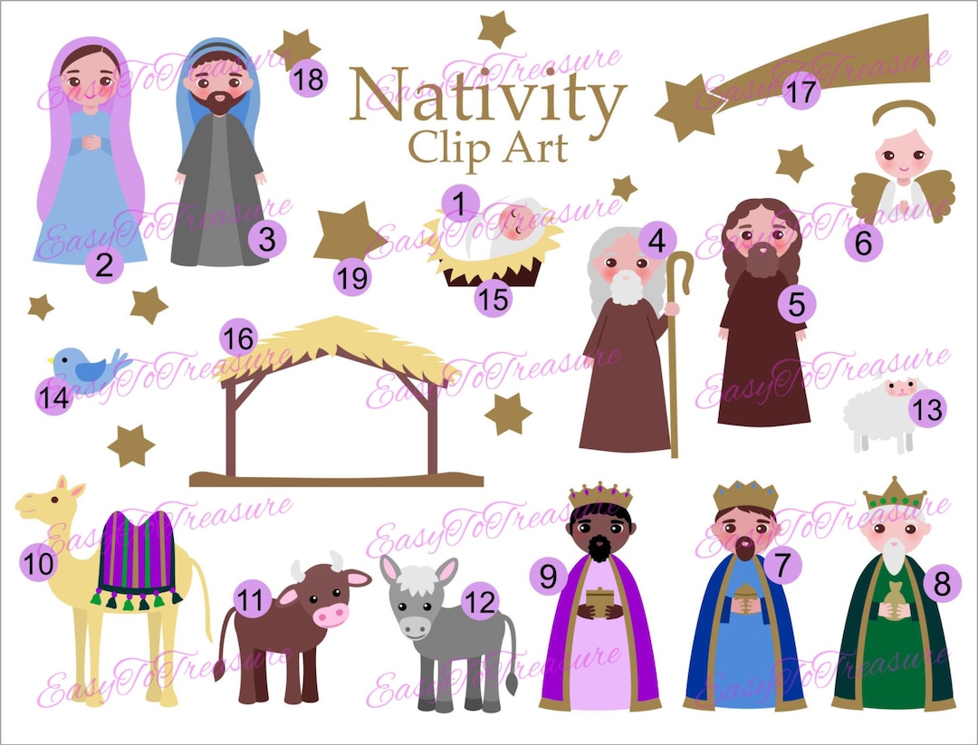 Nativity Clipart, Christmas Clip Art, Nativity Scene, Instant Download ...