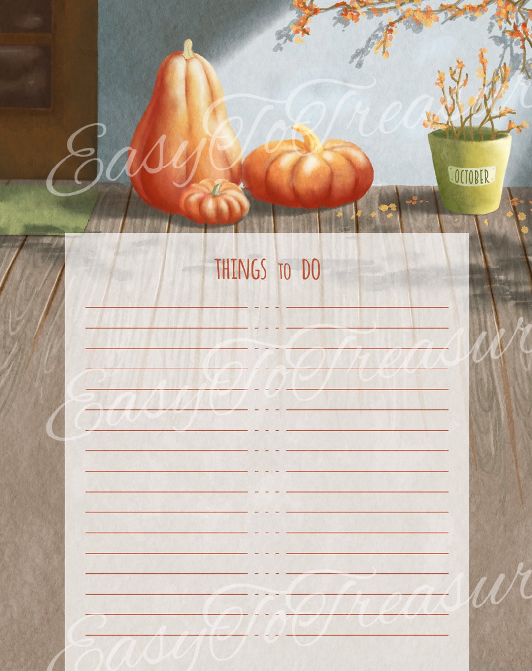 Digital Download – Pumpkin Fall Front Door Printable DIY October ...