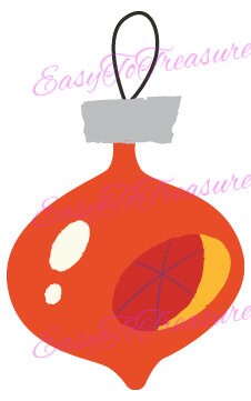 Digital Download Clipart – Red Christmas Tree Ornament Clipart Design ...